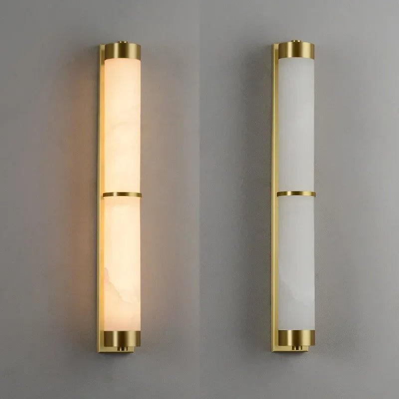 Marble Wall Sconce Modern Marble & Brass Wall Sconce - Snowflake Gypsum ...