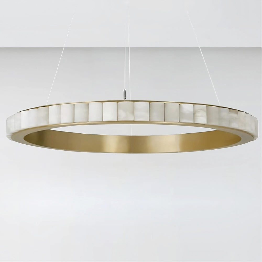 32" Natural Marble Modern Ring Chandelier