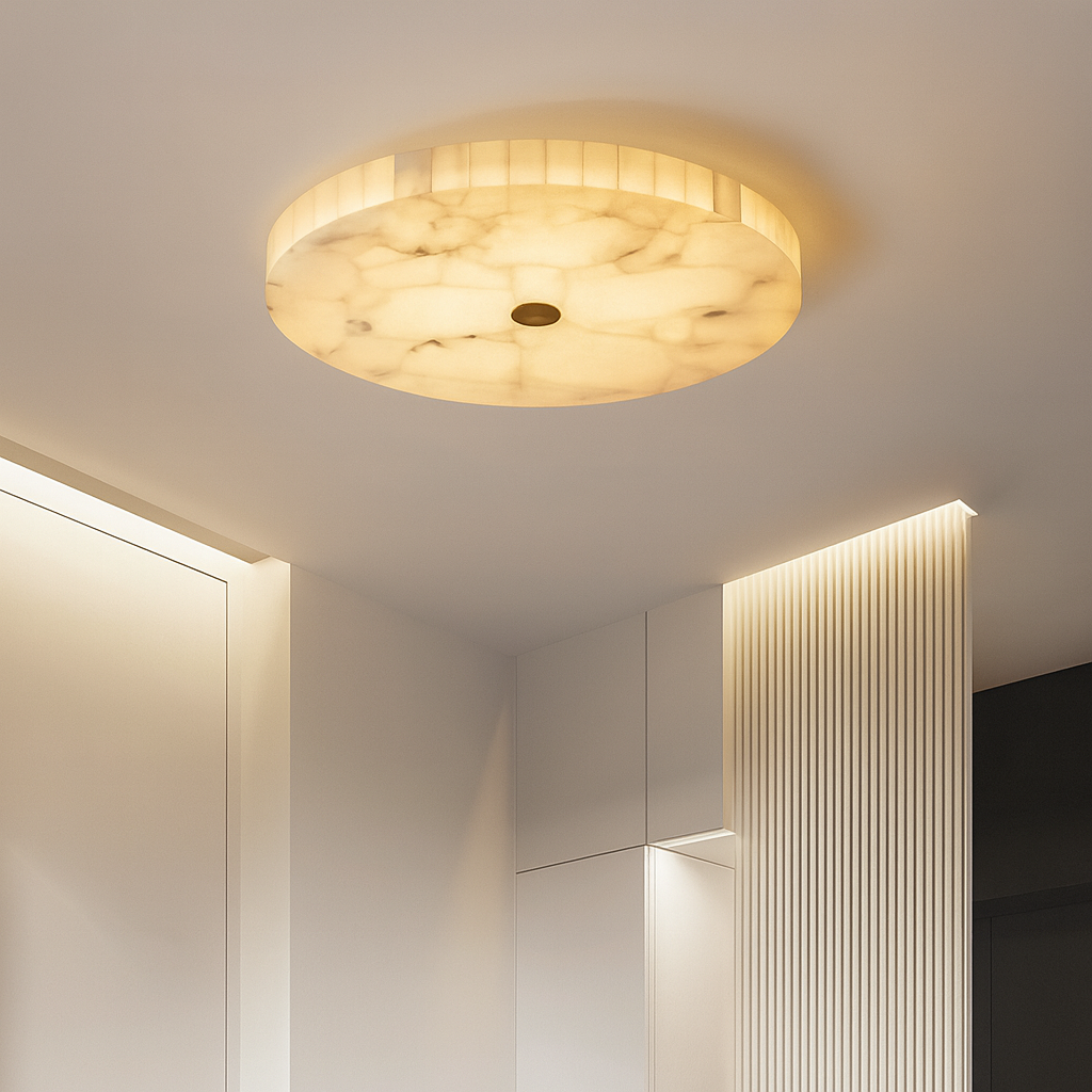 Moonshade Marble Flush Mount – Modern Marble LED Ceiling Light – Morsale