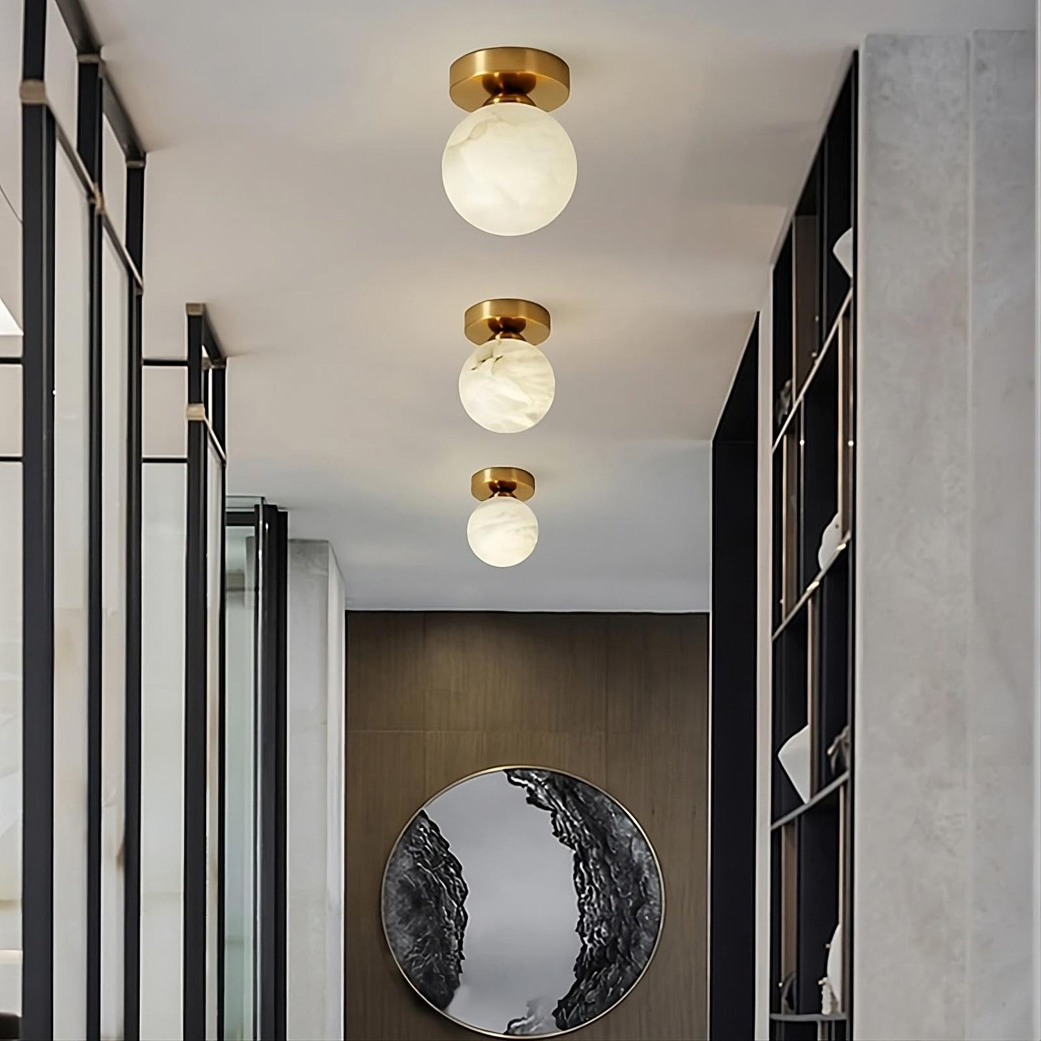 Natural Marble Hallway Ceiling Light Fixture
