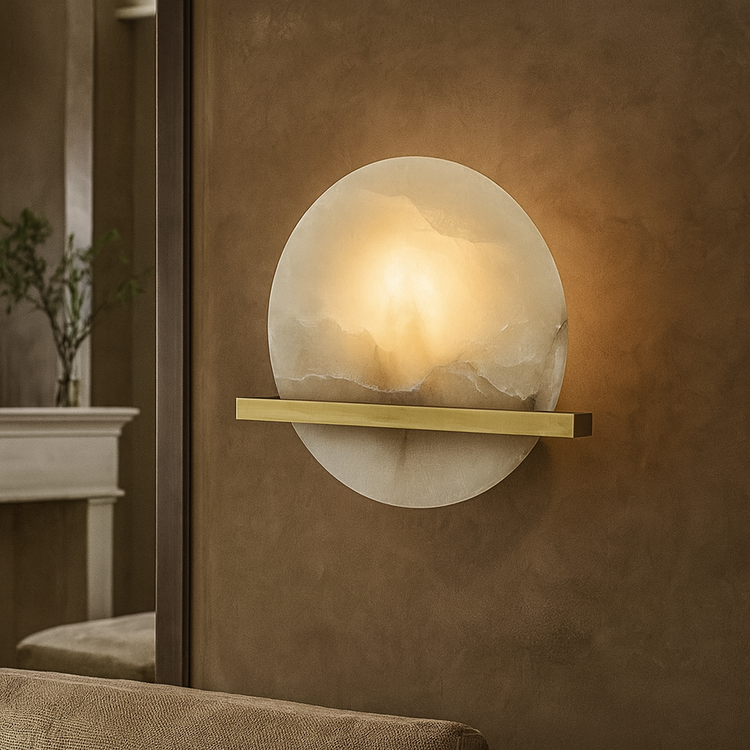 Elara Natural Marble Wall Sconce – Hand-Carved Marble & LED Light – Morsale
