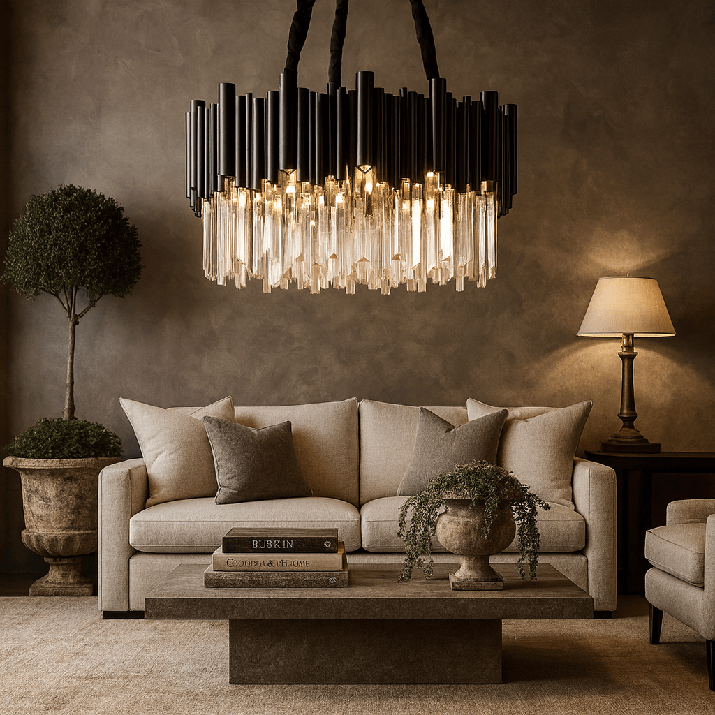 Vigo Crystal Chandelier | LED Pendant Lighting with Stainless Frame ...