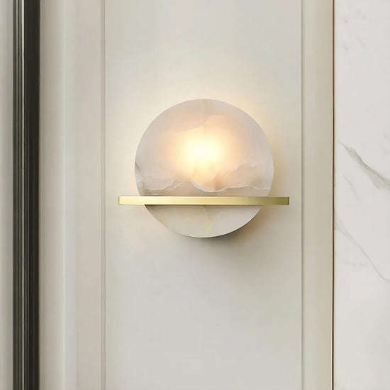 Elara Natural Marble Wall Sconce – Hand-Carved Marble & LED Light – Morsale
