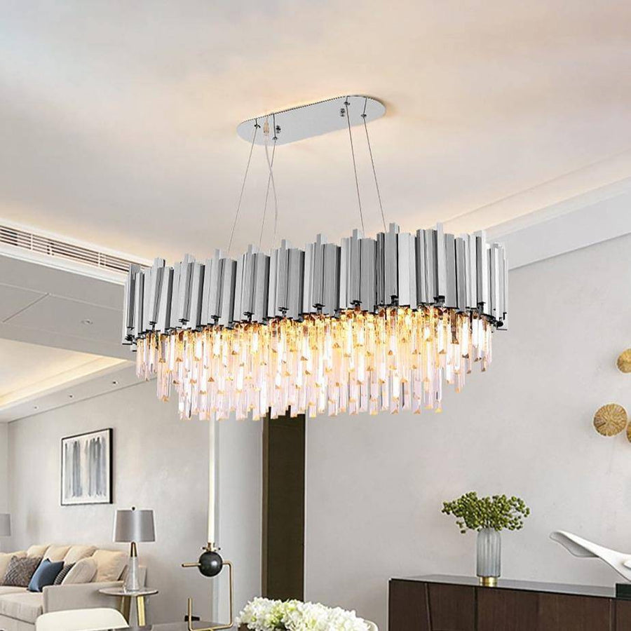 Gio Crystal Dining Room Chandelier, Polished Chrome