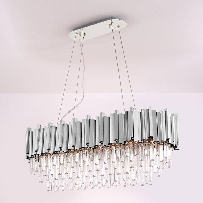 Gio Crystal Dining Room Chandelier, Polished Chrome